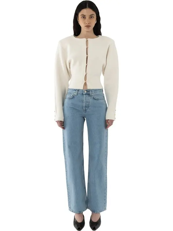 Arakii Wool Shoulder Pad Cardigan - Off-white