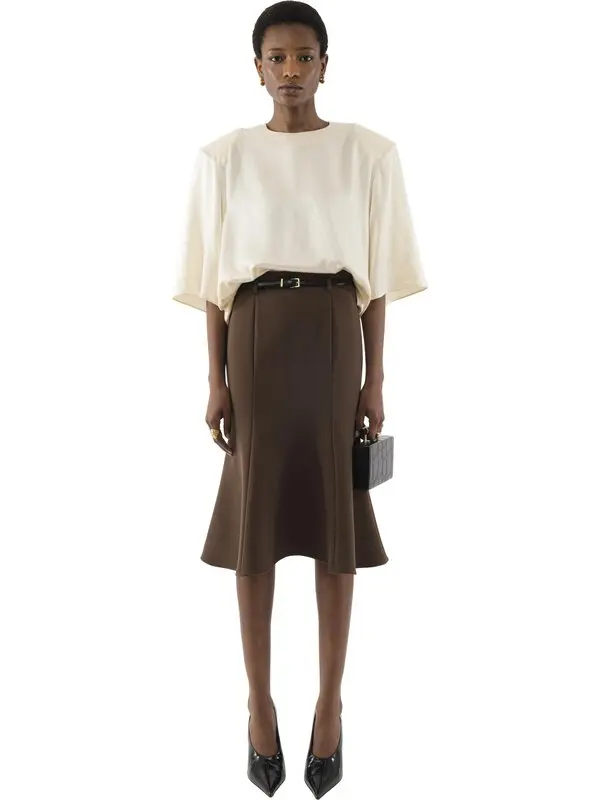 Arakii Sculptured Midi Skirt - Brown