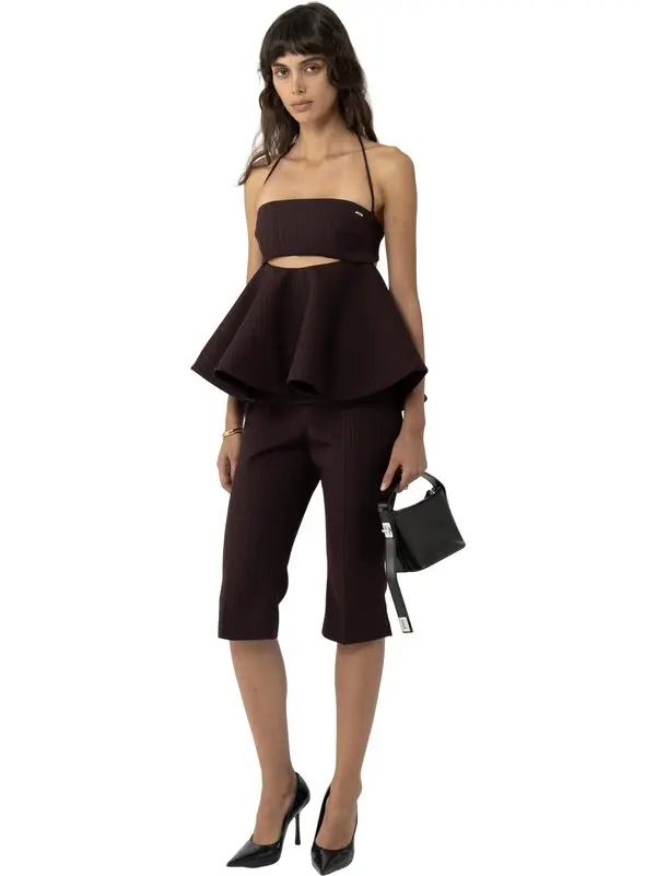 Arakii Tailored Peplum Bandeau Top - Burgundy