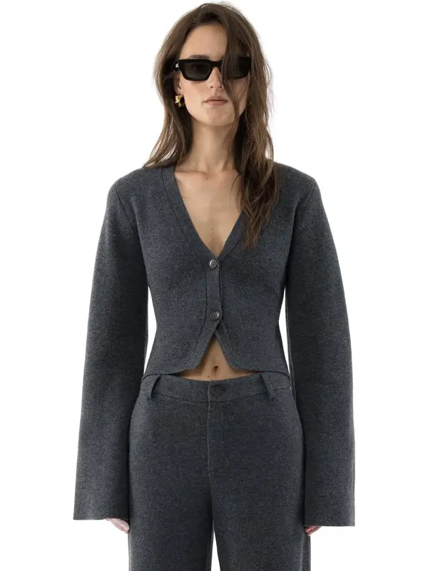 Arakii Tight Waist Cardigan - Dark Grey