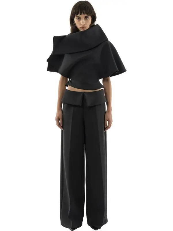 Arakii Structured Wool Pants - Dark Grey