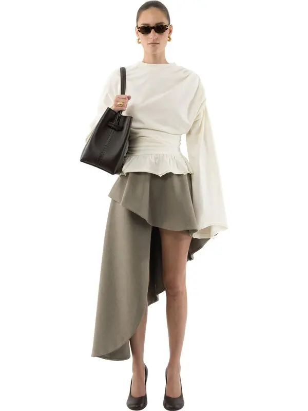 Arakii Draped Long Sleeve Shirt - Off-white