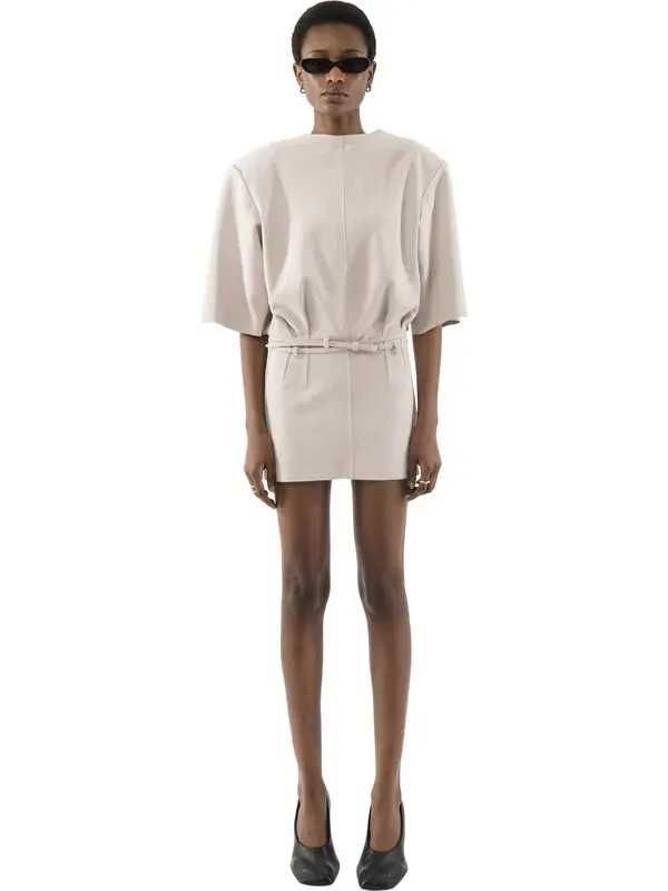 Arakii Belted Suede Mini Dress - Cream White