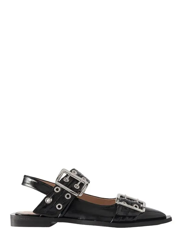 GANNI Embellished Recycled Point-toe Slingback Flats - Black