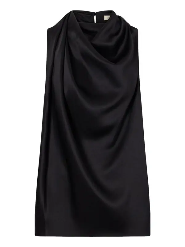 HEIRLOME Kate Draped Silk-satin Top - Black