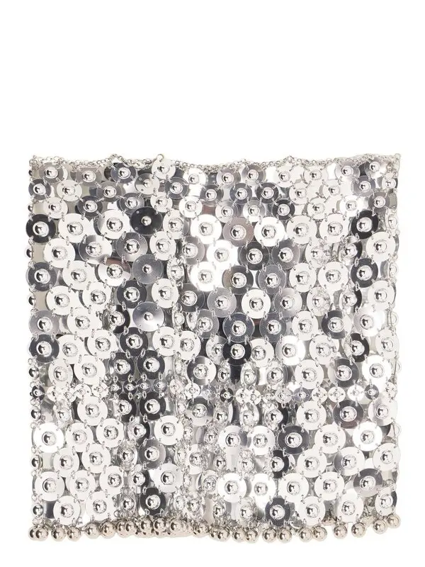 Rabanne Sequined -tone Chainmail Mini Skirt - Silver