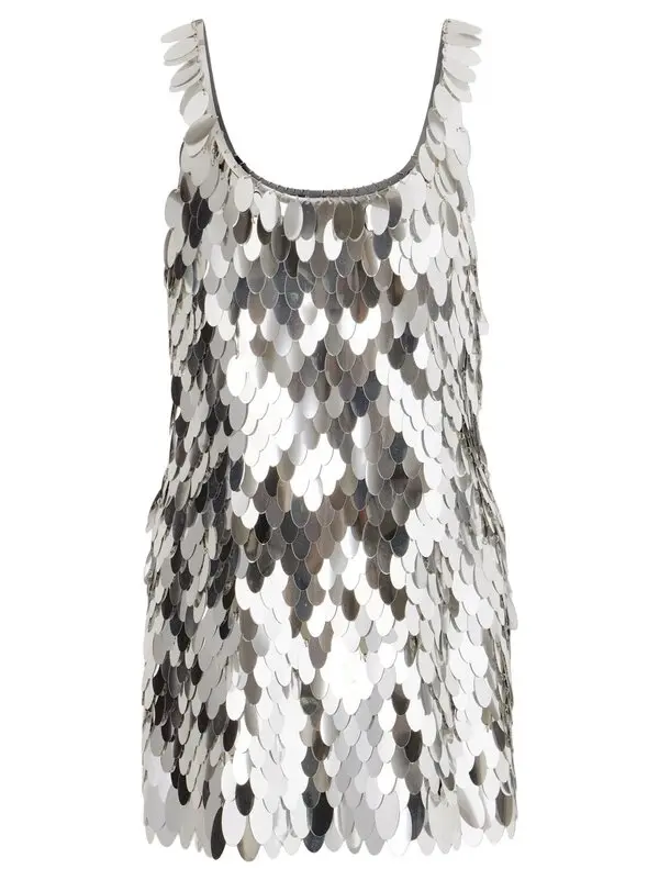 Rabanne Sequined -tone Chainmail Mini Dress - Silver
