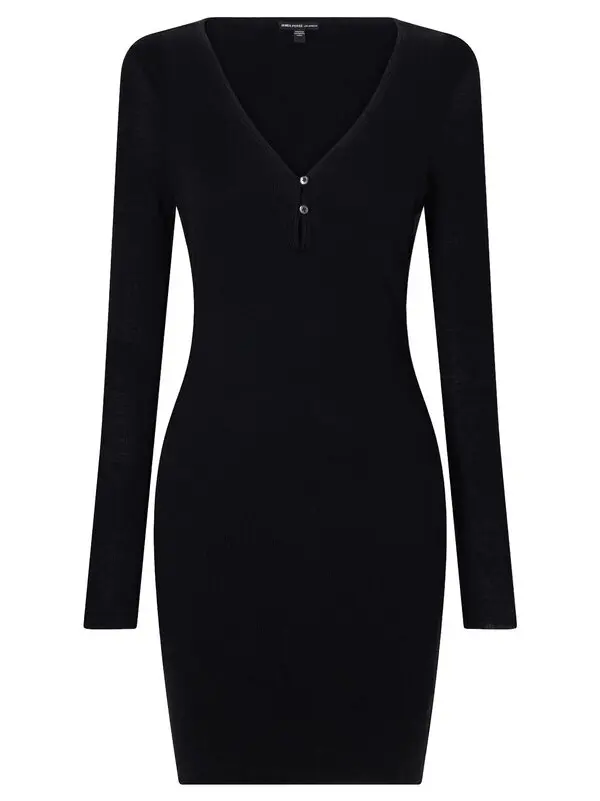 JAMES PERSE Ribbed Cotton And Cashmere-blend Mini Dress - Black