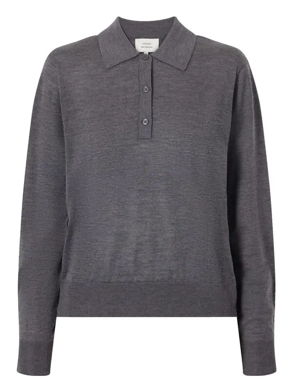 Loulou De Saison Miles Cashmere Polo Sweater - Gray