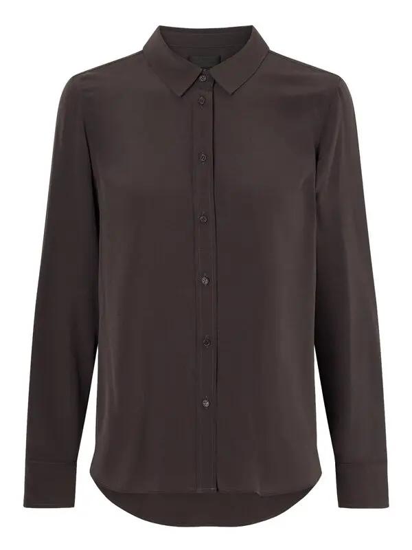 NILI LOTAN Gaia Silk Crepe De Chine Shirt - Gray