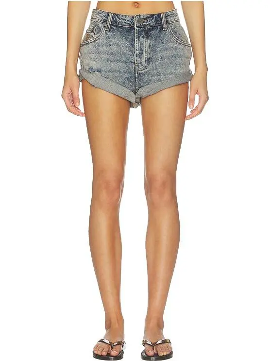 ONETEASPOON Bandits Low Waist Denim Short In . Also - Blue