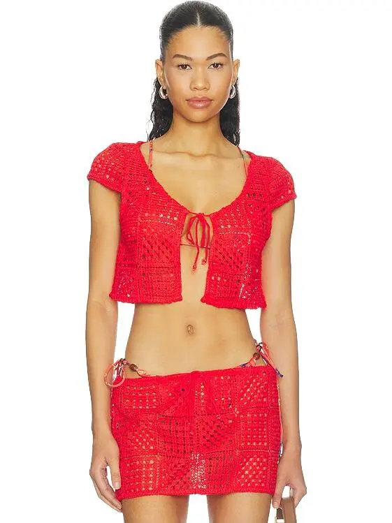 LOVERS AND FRIENDS Antigua Top In . Also - Red