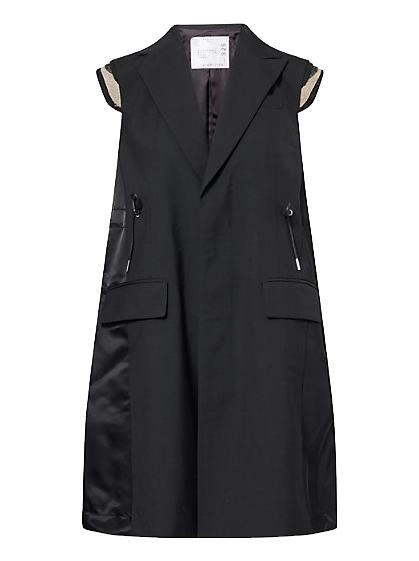 Sacai Sleeveless Wool-blend And Nylon Contrast Vest - Black