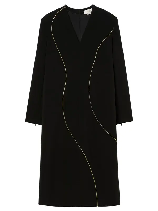 Marina Rinaldi Curved Line V-neck Midi Dress - Black