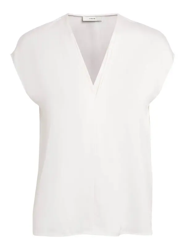 Vince Silk-blend Layered V-neck Top - Ivory
