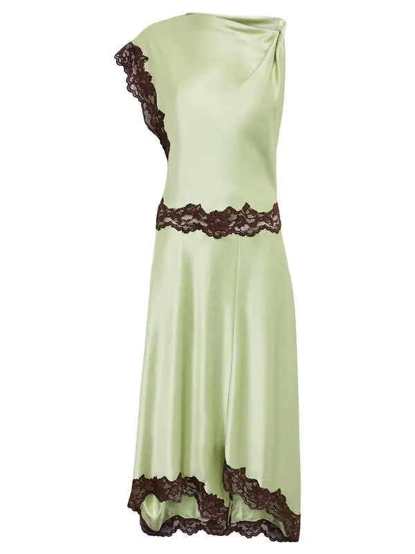 DE LA VALI Asymmetric Adriana Midi Dress - Green