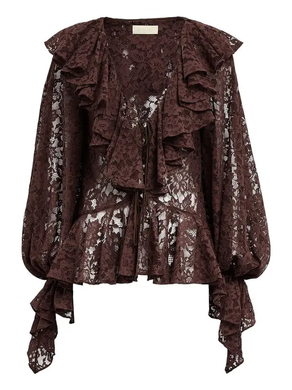 DE LA VALI Lace Mija Blouse - Brown
