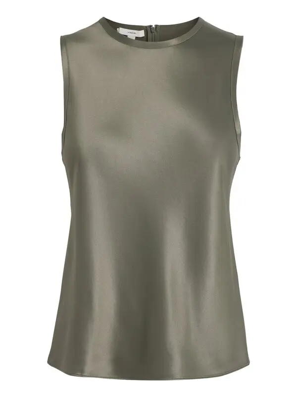 Vince Satin Sleeveless Top - Green