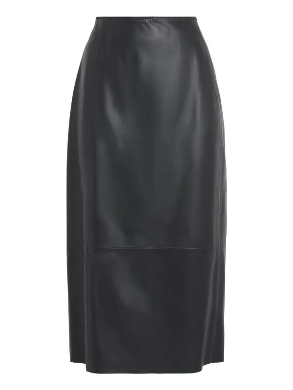 Vince Lambskin Midi Skirt - Black