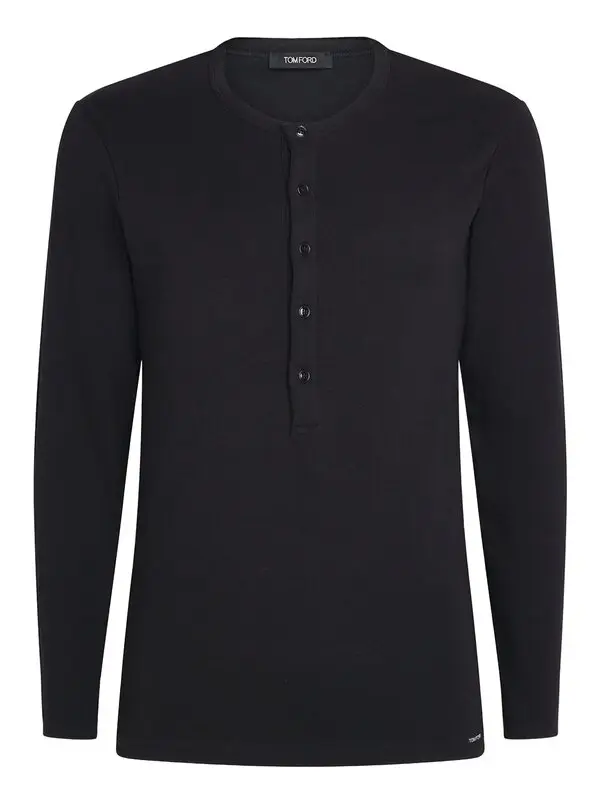 TOM FORD Stretch-cotton Henley Top - Black