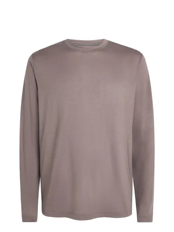 Sease Virgin Wool Long-sleeve T-shirt - Brown