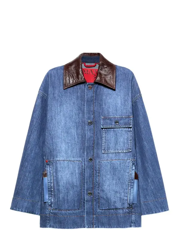 Max & Co. Contrast-collar Denim Jacket - Navy