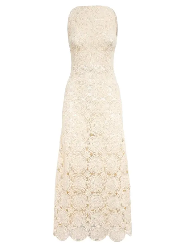 Escvdo Siula Crochet Maxi Dress - White