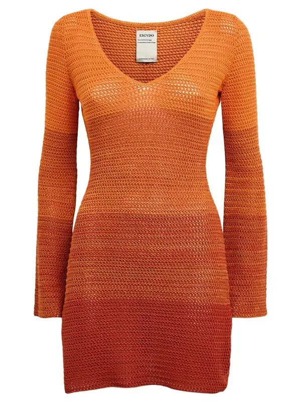 Escvdo Crochet Mishi Mini Dress - Orange