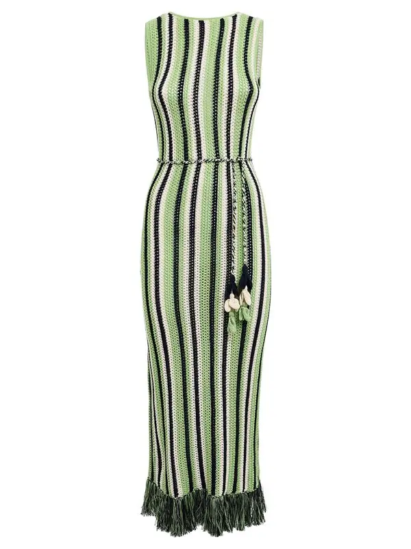 Escvdo Fringe Misti Midi Dress - Green