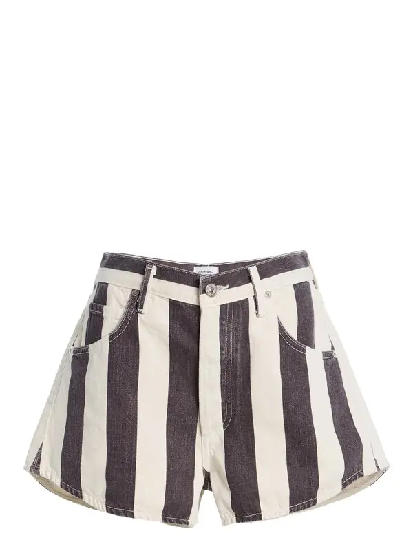 Citizens Of Humanity Abita Striped Denim Shorts - Brown