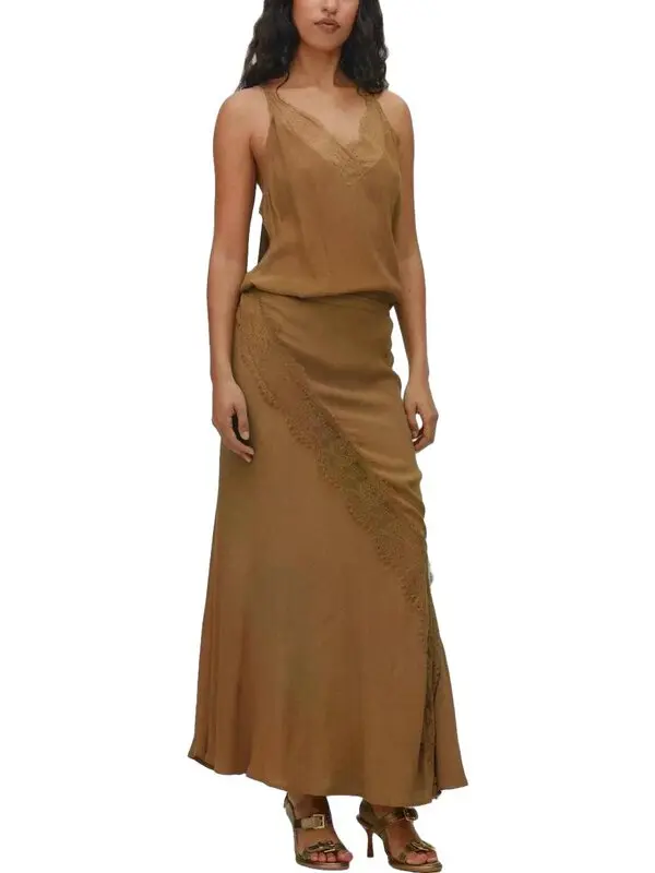 RABENS SALONER Lace-trim Maxi Skirt - Neutrals
