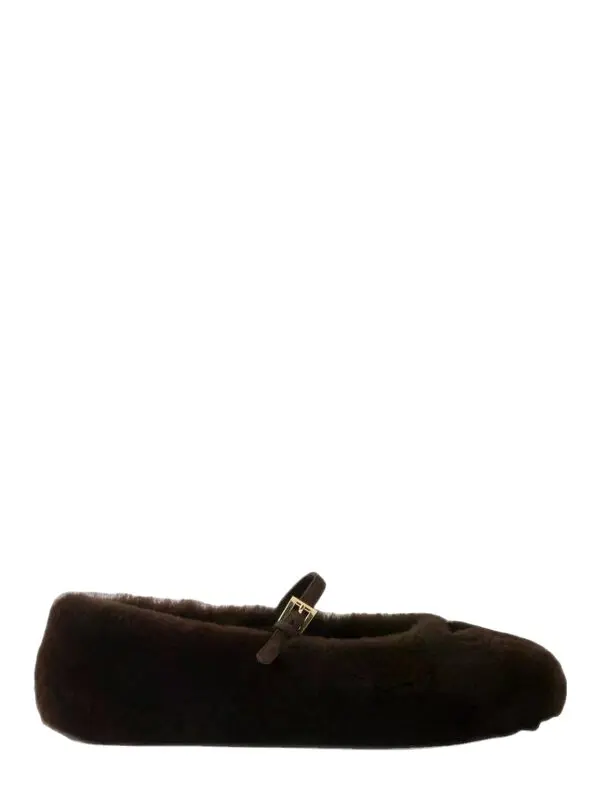 Prada Shearling Ballerinas - Brown