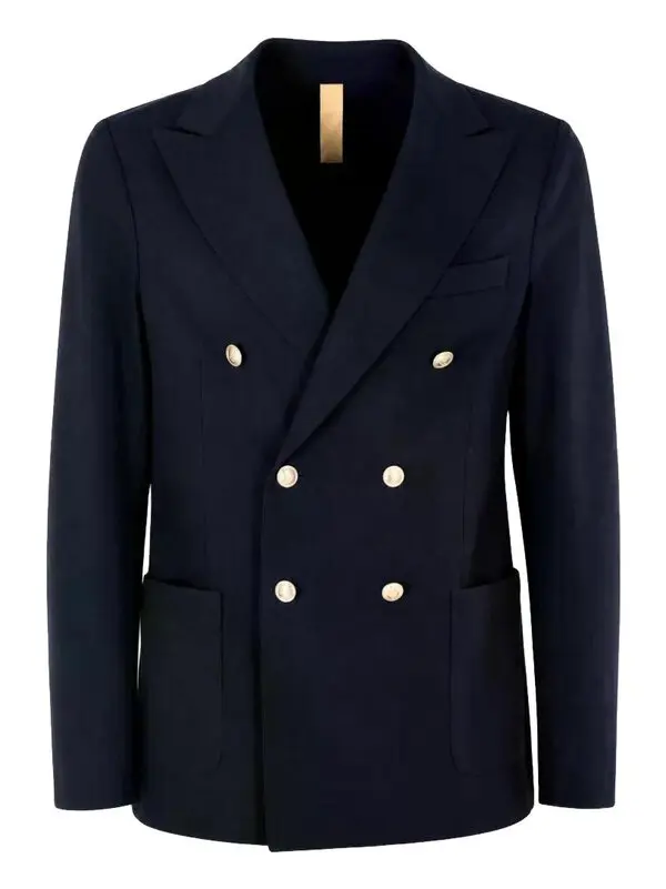 Eleventy Double-breasted Cotton Blazer - Blue