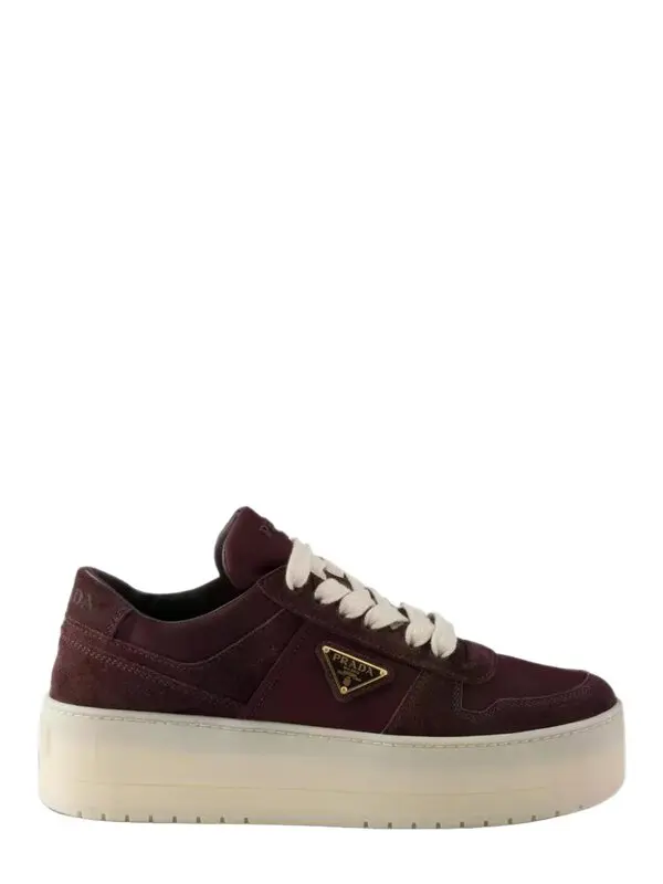 Prada Downtown Bold Re-nylon And Suede Sneakers - Red