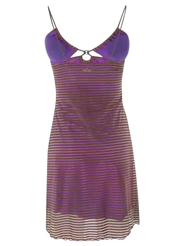 PIN-UP STARS Mini Striped Cut-out Dress - Purple
