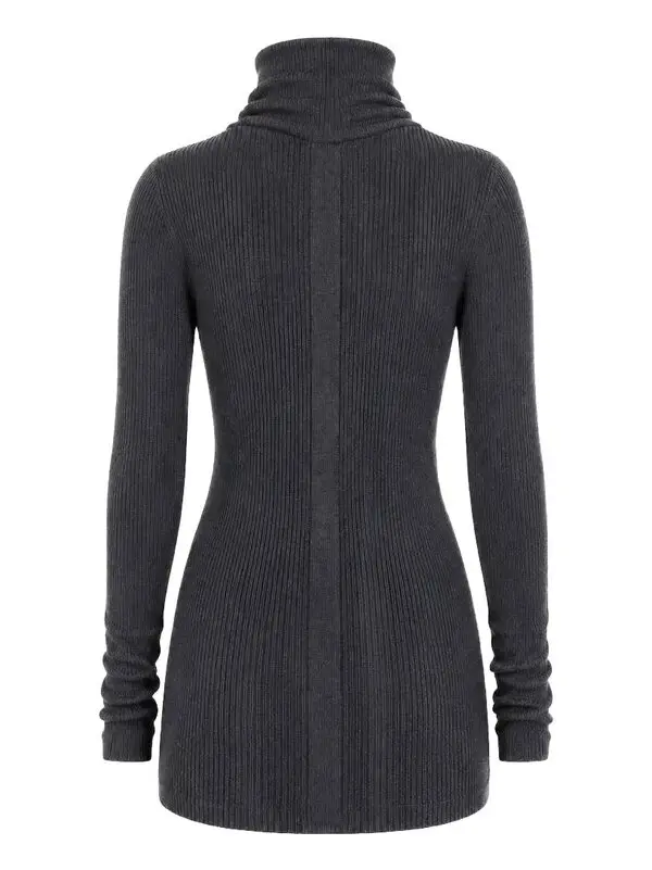 Rick Owens Ls Tube Ribbed-knit Turtleneck Sweater - Grey