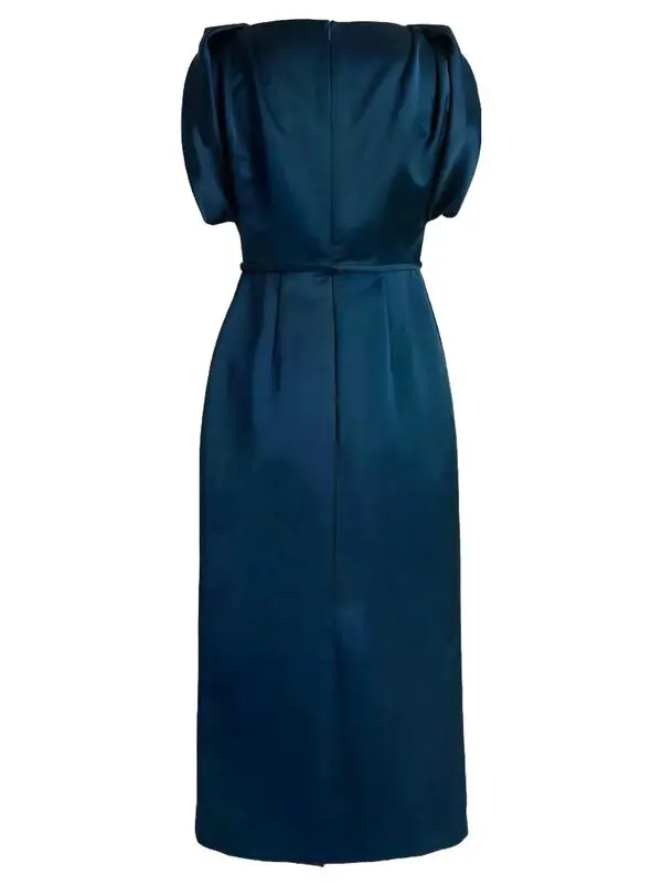 Erdem Embroidered Satin Midi Party Dress - Blue