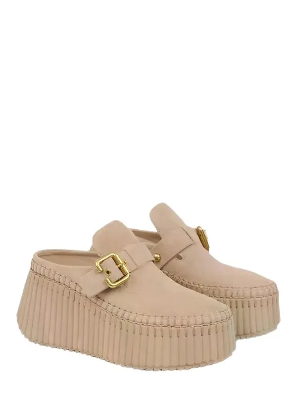 Chloé Nama Wedge Mules - Neutrals