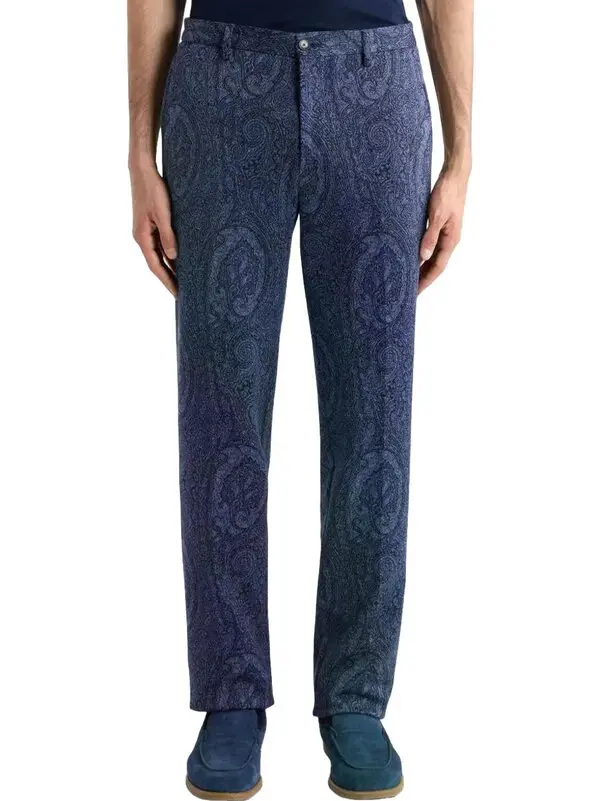 Etro Cotton Jacquard Trousers - Blue