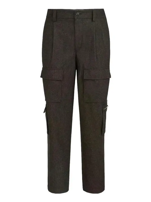 Brunello Cucinelli Virgin Wool Flannel Cargo Trousers - Brown