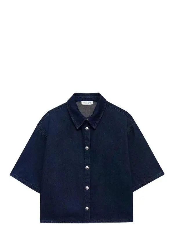 ANINE BING Lincoln Cropped Denim Shirt - Blue