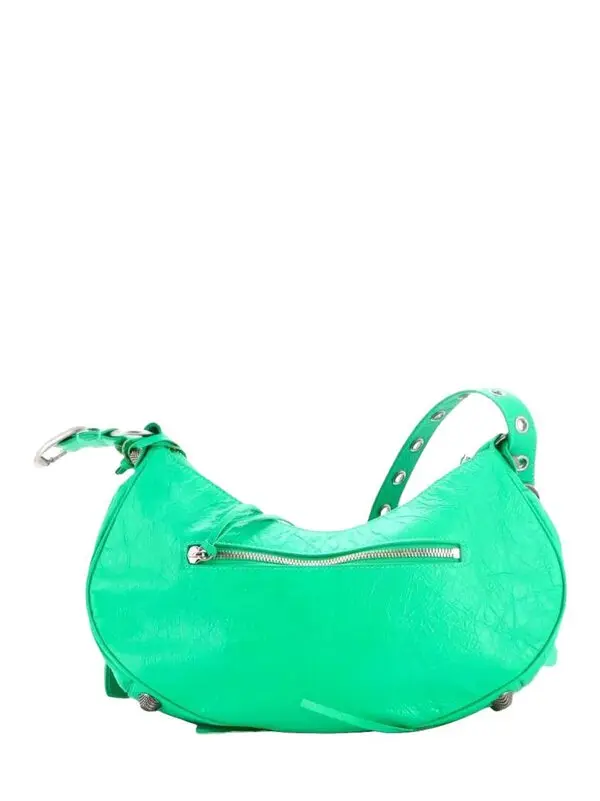 Balenciaga Le Cagole Giant Studs Shoulder Bag Leather Small Hobo Bag - Green