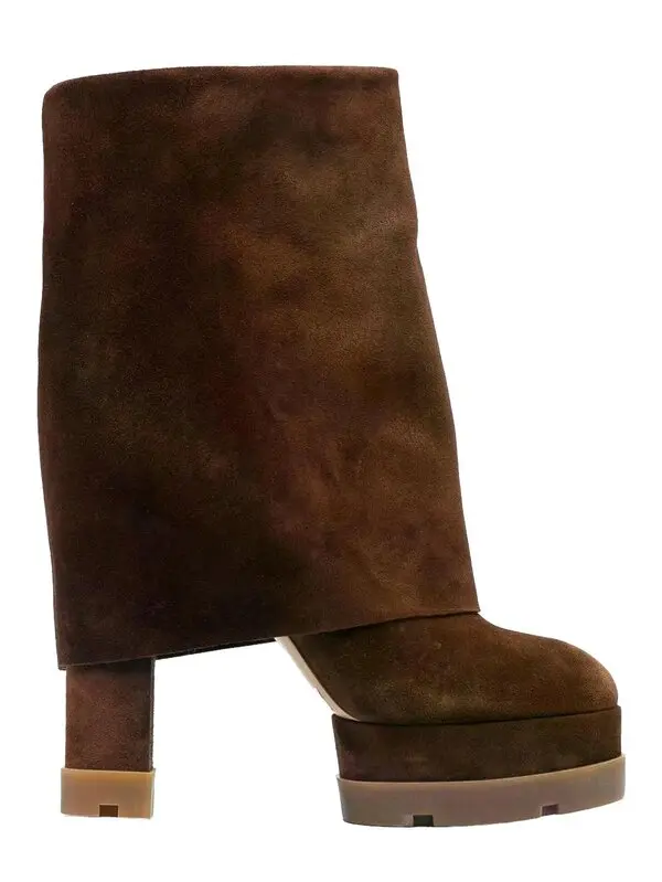 Casadei 150mm Platform Suede Boots - Brown
