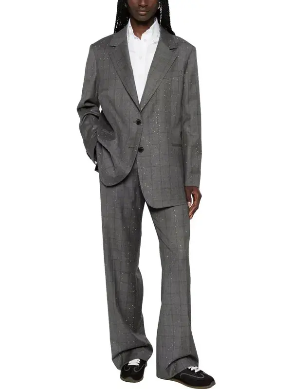 Sandro Rhinestone-embellished Checked Trousers - Grey