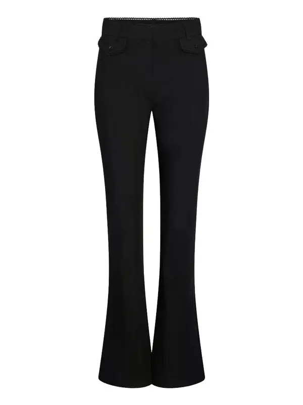 ROTATE BY BIRGER CHRISTENSEN Lace-trim Flared Trousers - Black