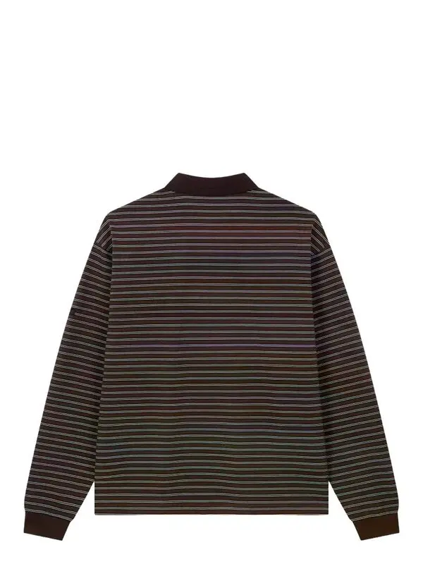 STUDIO TOMBOY Striped Long-sleeve Polo Shirt - Brown