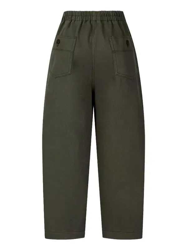 STUDIO TOMBOY Elasticated-waist Cotton Chino Trousers - Green