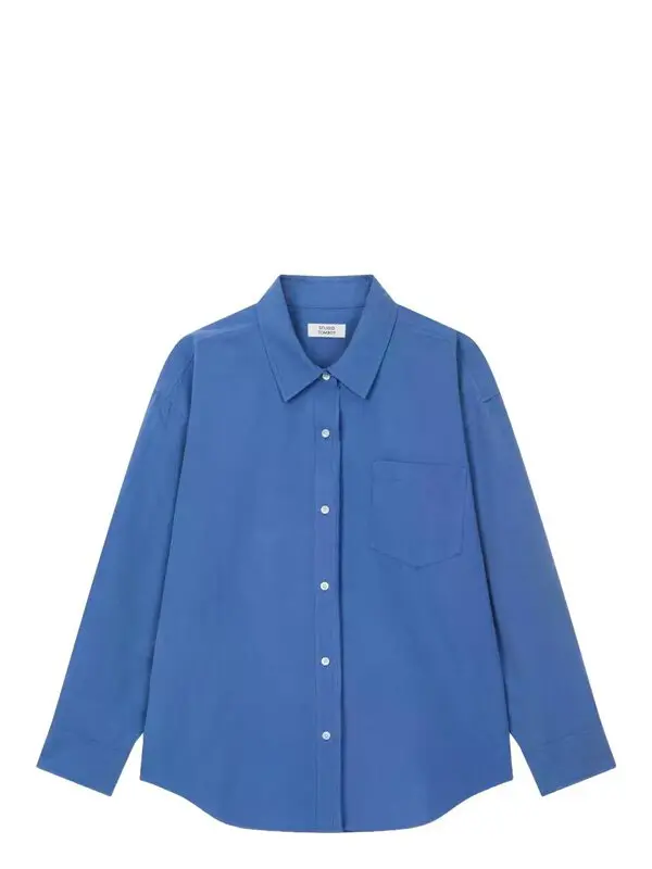 STUDIO TOMBOY Button-down Long-sleeve Cotton Shirt - Blue