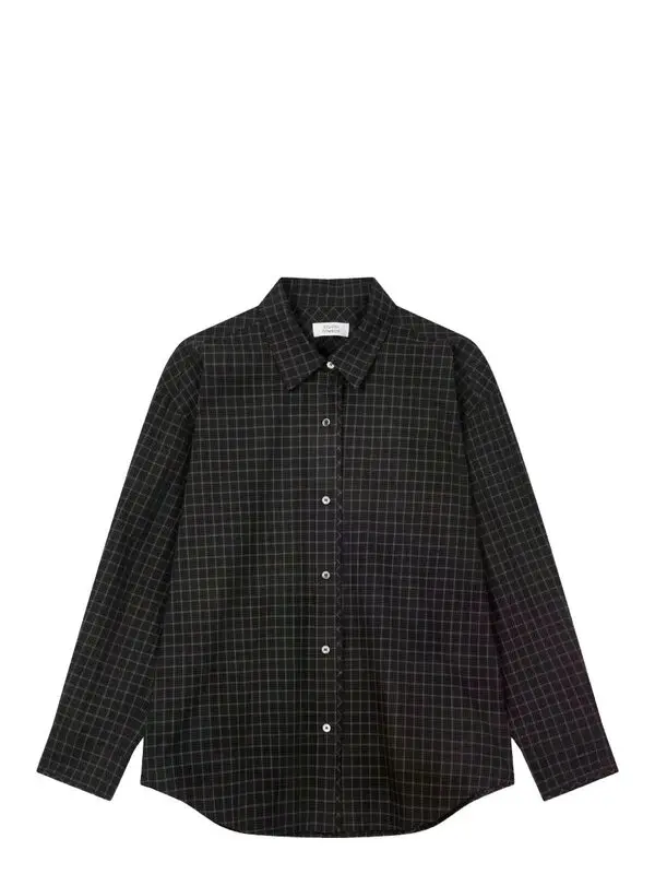 STUDIO TOMBOY Check-pattern Button-down Cotton Shirt - Grey