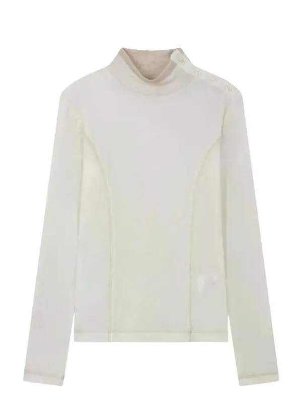 STUDIO TOMBOY Button-details High-neck Long-sleeve T-shirt - Neutrals